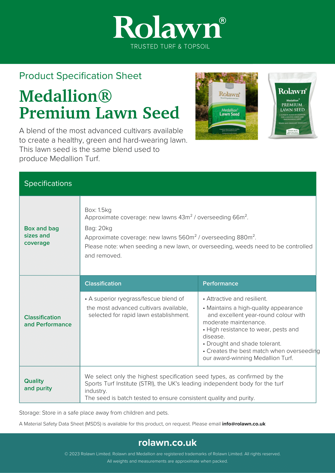 Downloadable Product Technical Specification Sheets | Rolawn